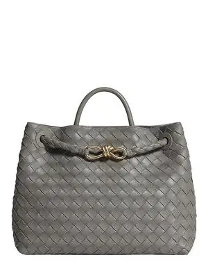 Bottega Veneta Bottega Veneta Andiamo Intrecciato Leather Top-Handle Bag Basalt