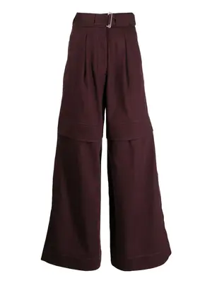 SA SU PHI Layered-effect Wide-leg Trousers - Red