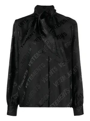 Vetements Logo-jacquard Button-up Shirt - Black