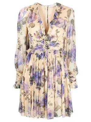 Zimmermann Lyrical Floral-print Minidress - Neutrals