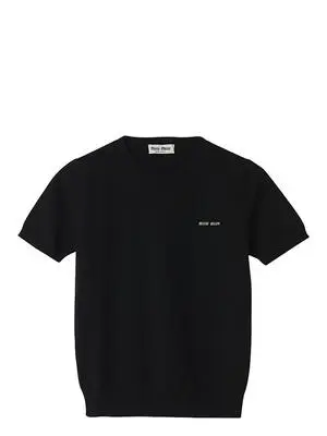 Miu Miu Short-sleeve Cashmere Sweater - Nero