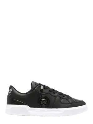 Just Cavalli Logo Patch Leather Sneakers - Black