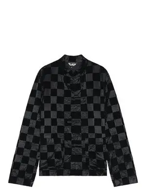 Comme Des Garçons Checkered Flock Jacket - Black & Black