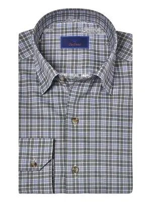 DAVID DONAHUE Check Twill Hidden Button-down Shirt