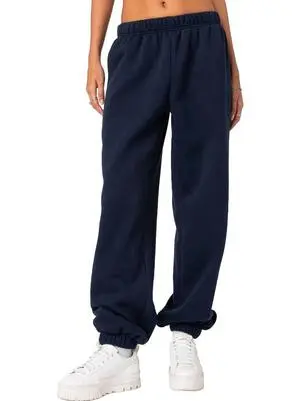 EDIKTED Clark Oversize Cotton Blend Sweatpants - Navy