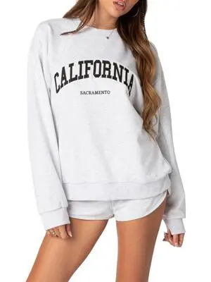 EDIKTED California Oversized Sweatshirt - Gray-melange