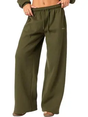 EDIKTED Breanna Wide Leg Sweatpants - Olive