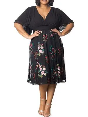 KIYONNA Lillian Embroidered Cocktail Dress - Onyx