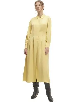 Everlane Hammered Satin Shirt Dress - Raffia