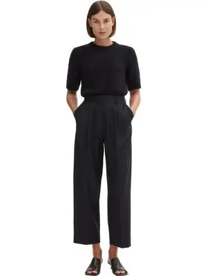 HOUSE OF DAGMAR Wide Suit Trousers Cropped - Black