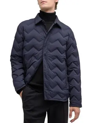 Emporio Armani Zigzag Quilted Down Jacket - Navy