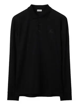 Burberry Long-sleeve Cotton Polo Shirt - Black
