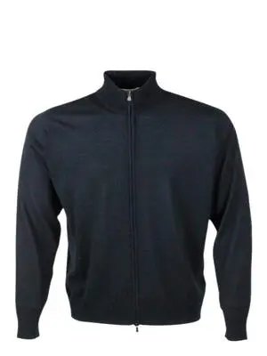 FILIPPO DE LAURENTIIS Full Zip Merino Wool Sweater - Black