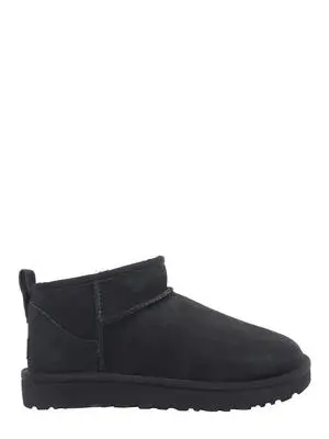 UGG Classic Ultra Mini Waterproof Suede Platform Ankle Boots - Black