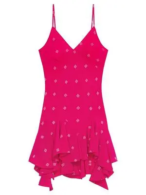 Givenchy Ruffle Silk Mini Dress - Fuchsia