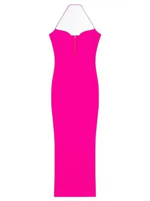 Givenchy Wool Midi Dress With Plunging Neckline - Fuchsia