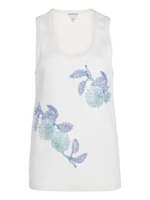 Bottega Veneta Beaded Cotton Tank Top - White