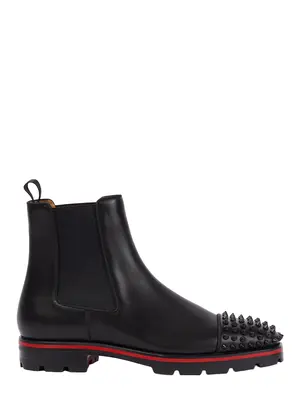 CHRISTIAN LOUBOUTIN Melon Spikes Leather Chelsea Boots - Black