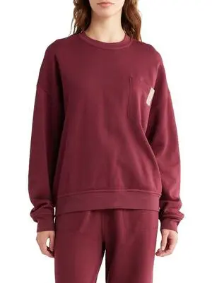 Lunya Silksweats™ Oversized Cotton Blend Pajama Sweatshirt - Calliope Wine