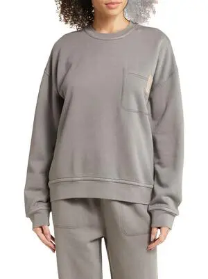 Lunya Silksweats™ Oversized Cotton Blend Pajama Sweatshirt - Ebbing Fog