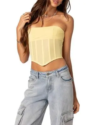 EDIKTED Evangeline Strapless Mesh Corset Top