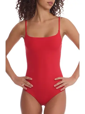 Commando Commando Stretch Neoprene Camisole Thong Bodysuit Scarlet