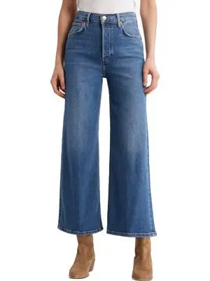 RE/DONE High-rise Wide-leg Cropped Jeans - Mid 70s