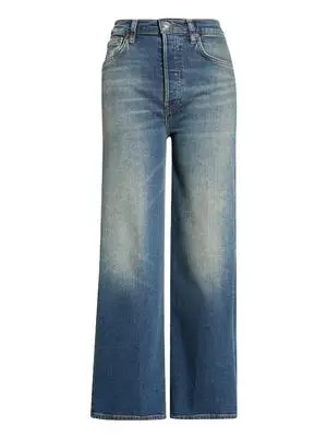 RE/DONE High-rise Wide-leg Cropped Jeans - Smoke Water