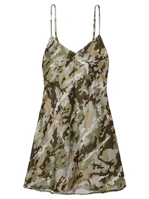 Amiri Camouflage-print Satin Mini Dress - Green