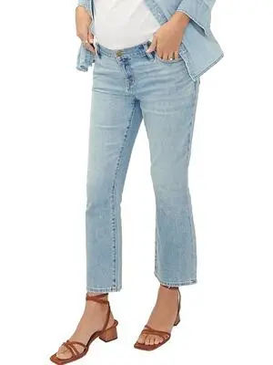 Hatch Collection Crop Maternity Jean - Light Wash