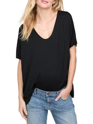 Hatch Collection Perfect Maternity Vee T-shirt - Black