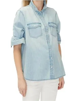Hatch Collection Denim Maternity Shirt - Light Wash
