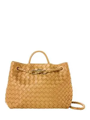 Bottega Veneta Medium Andiamo Intrecciato Shoulder Bag Dark Praline