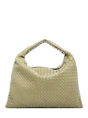 Bottega Veneta Large Intrecciato Leather Hop Shoulder Bag - Khaki