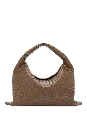 Bottega Veneta Large Intrecciato Leather Hop Shoulder Bag - Pinecone/brass
