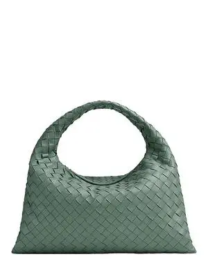 Bottega Veneta Small Hop Intrecciato Shoulder Bag Aloe/brass