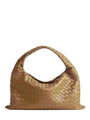 Bottega Veneta Small Hop Intrecciato Shoulder Bag - Dark Praline/brass