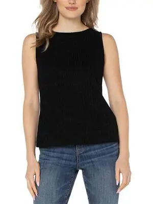 LIVERPOOL Ribbed Knit Tank Top - Black
