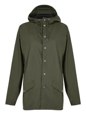 Rains Hooded Waterproof Jacket - Dark Green