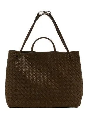 Bottega Veneta Large Andiamo Intrecciato Leather Shoulder Bag - Brown