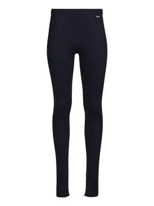 FERRAGAMO Logo-plaque Knitted Leggings - Blue