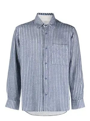 CRAIG GREEN Ripped Striped Cotton Shirt - Blue
