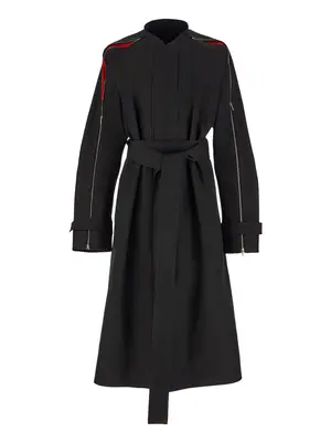 FERRAGAMO Zip-detail Belted Trench Coat - Black