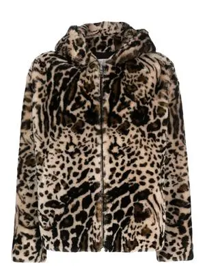YVES SALOMON Leopard-print Shearling Hooded Jacket - Neutrals