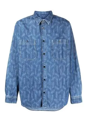 MARANT Bhelyn Geometric-print Denim Shirt - Blue