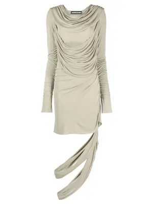 ANDREĀDAMO Draped Cut-out Mini Dress - Grey