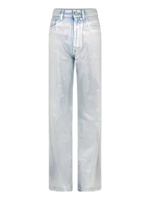 Rabanne Metallic Finish Straight-leg Jeans - Silver