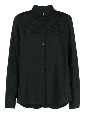 Pinko Patterned Jacquard Long-sleeve Shirt - Black