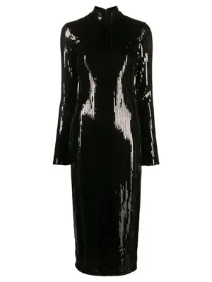 DE LA VALI Lazarus Sequined Midi Dress - Black