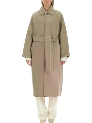 Ami Belted Single-breasted Coat - Neutrals